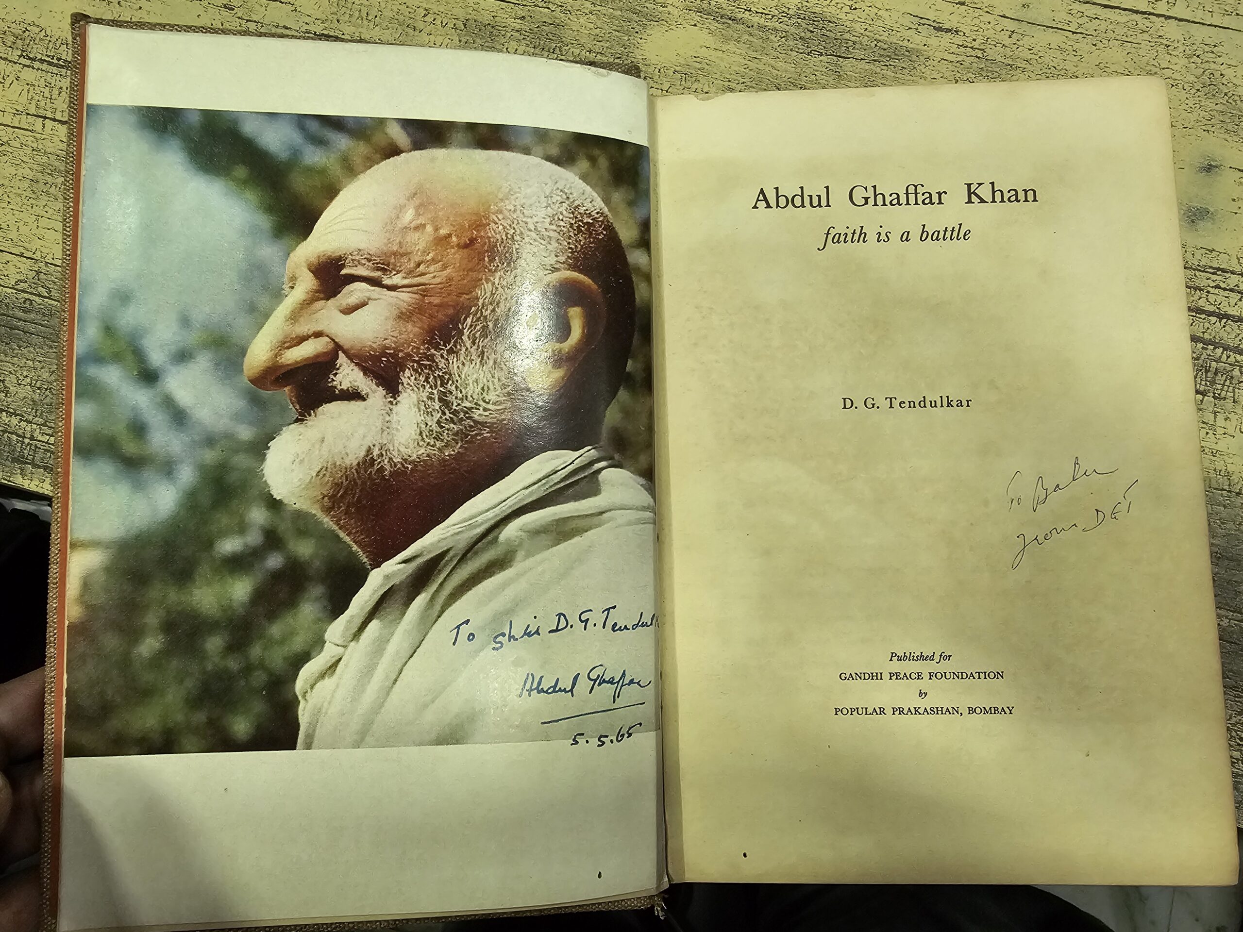 USED BOOK ABDUL GHAFFAR KHAN, FAITH IS A BATTLE BY D.G TENDULKAR ...